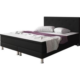 Inter Trading Boxspringbett Esra 180x200 Webstoff Schwarz