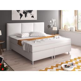 Inter Trading Boxspringbett Oslo 180x200 cm Kunstleder wei&szlig;