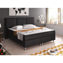 Inter Trading Boxspringbett Oslo 180x200 cm Kunstleder schwarz