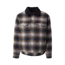 Levi's LEVI'S Jacke 'Relaxed Fit Plaid Sherpa Trucker Jacket' Herren Gr&ouml;&szlig;e S dunkelbraun / schwarz / wei&szlig;