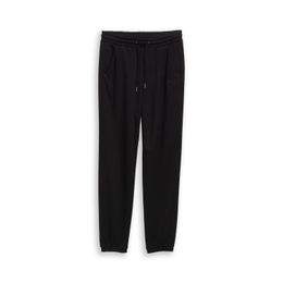 Tom Tailor Denim Damen Jogginghose mit Glitzer-Stickerei, schwarz, Uni, Gr. XL