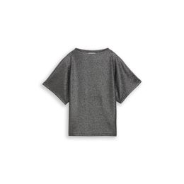 Tom Tailor Denim Damen Glitzer T-Shirt mit Fledermaus&auml;rmeln, schwarz, Uni, Gr. XL