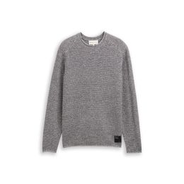 Tom Tailor Denim Herren Strickpullover in Melange-Optik, grau, Meliert, Gr. M