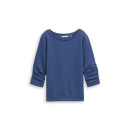 Tom Tailor Denim Damen Fitted Sweatshirt mit Raffungen, blau, Uni, Gr. M