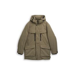 Tom Tailor Denim Herren Arctic Parka mit abnehmbarer Kapuze, grün, Uni, Gr. XXL