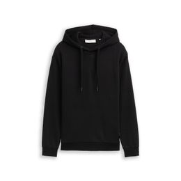 Tom Tailor Denim Herren Hoodie Sweatshirt mit Logo-Badge, schwarz, Uni, Gr. M