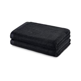 Herzbach home Duschtuch 'Deep Black', im 2er Set, 500 gsm, hochwertige Baumwolle Herren Gr&ouml;&szlig;e 70x140 cm schwarz