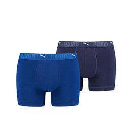 Boxershorts Puma "Puma MEN SPORT COTTON BOXERS 2P", Herren, Gr. M, blau (blau combo), Jersey, Obermaterial: 95% Baumwolle, 5% Elasthan, normal, Unterhosen, mit Markenschriftzug im Bund