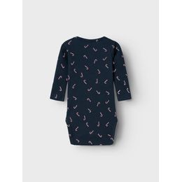 Langarmbody name it "NBNDAB M LS BODY", Baby, Gr. 56, N-Gr, blau (schwarz sapphire), Jersey, Obermaterial: 57% Baumwolle, 38% Modal, 5% Elasthan, bedruckt, Rundhals, Bodys