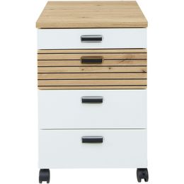 Rollcontainer Innostyle, B:45cm H:66cm T:55cmwei&szlig;, artisan, Holzwerkstoff, Kunststoff, MDF, B&uuml;ro, Rollwagen, "Rollcontainer Glenn, 45 x 66 x 55 cm