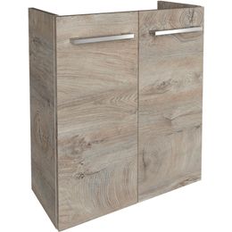 Waschbeckenunterschrank Fackelmann "SBC", braun (nature, oak), B:52cm H:60cm T:24,3cm, Schränke, Badmöbel für Gäste-WC, Breite ca. 55 cm