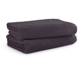 Möve Badetücher MÖVE "Superwuschel 100% Premium Cotton Baumwolle", grau (dunkelgrau), B:80cm L:150cm, Walkfrottier, Obermaterial: 100% Baumwolle, Handtücher, Spar-Set, Made in Germany, 2x Badetücher mit Bordüre, einfarbig, weich
