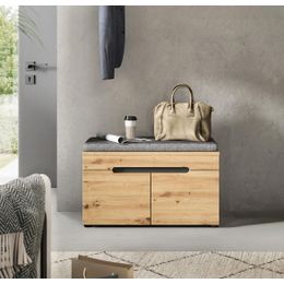 Sitzbank Inosign "REHAT, TOPSELLER, Breite 80cm, 2 Türen, 2 Fächer inkl. Sitzkissen", basalt grau nb, artisan nb, B:80cm H:45cm T:37cm, FSC-zertifizierter Holzwerkstoff, Sitzbänke, Garderobenbank, Flurbank, Dielenbank, Bank mit Stauraum, Bank