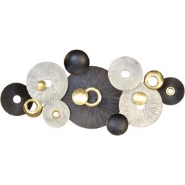 Wanddekoobjekt "Wanddekoration", schwarz, B:140cm H:67cm T:8cm, Metall, HOFMANN LIVING AND MORE, Wanddekoobjekte, Großes Wandobjekt aus Metall, grau schwarz
