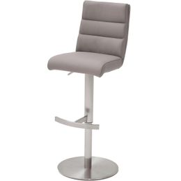 Bistrostuhl MCA furniture "GIULIA Barstuhl Tresenstuhl Tresenhocker", grau (eisgrau, edelstahl gebürstet), B:39cm H:88cm T:54cm, Leder, Stühle, Barhocker,Bistrohocker,Barstuhl,drehbar,Sitzhöhe 53-78cm,mit Lehne
