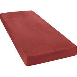 Spannbettlaken Janine "MAKO-FEINJERSEY 5007", rot (tabasco), L:200cm, Mako-Jersey, Obermaterial: 100% Baumwolle, Bettlaken, Spannbettlaken, aus 100% Baumwolle, f&uuml;r Matratzen bis 26 cm H&ouml;he