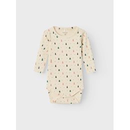 Langarmbody name it "NBNDAB M LS BODY", Baby, Gr. 56, N-Gr, beige (summer sand), Jersey, Obermaterial: 57% Baumwolle, 38% Modal, 5% Elasthan, bedruckt, Rundhals, Bodys
