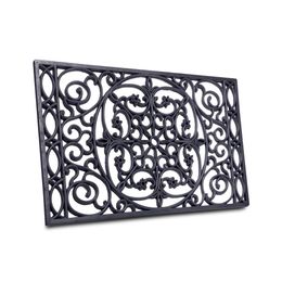 Fußmatte Hanse Home "Mix Mats Gusseisen-Optik Gummi Trellis, Türmatte", schwarz, B:45cm H:8mm L:75cm, Gummi, Teppiche, Strapazierfähig, pflegeleicht, robust, wetterfest, UV-beständig