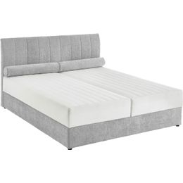 Boxbett "ALISIA", grau (hellgrau), L:211cm, 100% PES, ATLANTIC HOME COLLECTION, Komplettbetten, mit Taschenfederkern, Bettkasten und Kissenrolle im Originalbezug