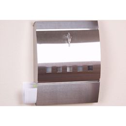 Wandbriefkasten "Briefkasten", silber (silberfarben), B:310mm H:400mm T:100mm, Edelstahl, HOFMANN LIVING AND MORE, Briefk&auml;sten, Briefkasten, aus Edelstahl