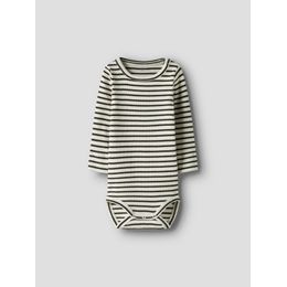 Langarmbody name it "NBNBANI LS BODY NOOS", Baby, Gr. 50, N-Gr, delicioso, Jersey, Obermaterial: 57% Baumwolle, 38% Modal, 5% Elasthan, geringelt, gestreift, regular fit, Rundhals, Bodys
