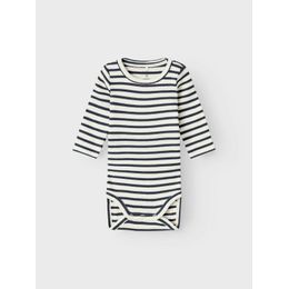 Langarmbody name it "NBNBANI LS BODY NOOS", Baby, Gr. 50, N-Gr, blau (schwarz sapphire), Jersey, Obermaterial: 57% Baumwolle, 38% Modal, 5% Elasthan, geringelt, gestreift, regular fit, Rundhals, Bodys