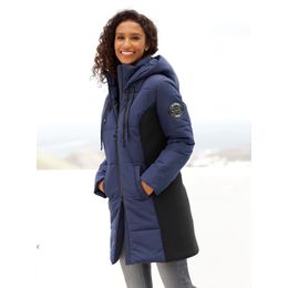Heine Witt Damen Longjacke mit Kapuze, marine, Gr&ouml;&szlig;e 36