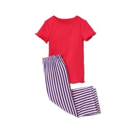 Tchibo - M&auml;dchen-Pyjama - M&auml;dchen - Gr. 134/140 - wei&szlig;/gestreift