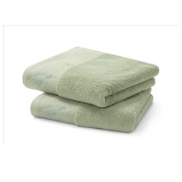 Tchibo - 2 Premium-Handtücher mit Stickerei - grün