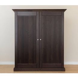 Pharao24.de Wäscheschrank Kleiderschrank aus Massivholz in Dunkelbraun