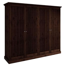Pharao24.de Kleiderschrank Massivholz Schlafzimmerschrank in Dunkelbraun mit Drehtüren