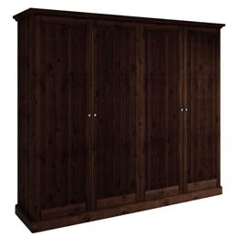 Pharao24.de Kleiderschrank Massivholz Schlafzimmerschrank in Dunkelbraun mit Drehtüren