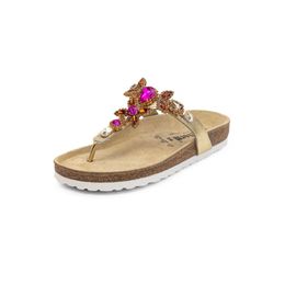 vitaform Zehentrenner Damen Größe 41 cognac / gold / fuchsia