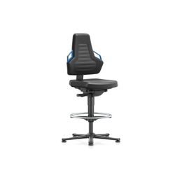 Arbeitsdrehstuhl Nexxit Gleiter+Fußring Kunstleder schwarz Griff blau 570-820mm ; Interstuhl (9031-MG01-3277)