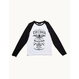 Chet Rock Road to Hell Raglan Langarmshirt schwarz wei&szlig; in XXL 26007-BKW
