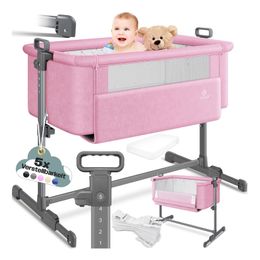 Kesser® Zustellbett Hubi 3in1 Baby Beistellbett Reisebett Babybett mit weich Matratze, mit Rollen Kinderbett, 5-fach Höhenverstellung, Faltbare Seitenwand für zu Hause und unterwegs