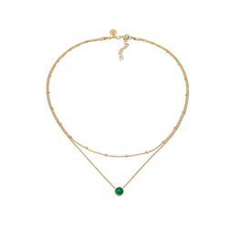 Elli Premium Kette Damen Größe 36 gold / smaragd