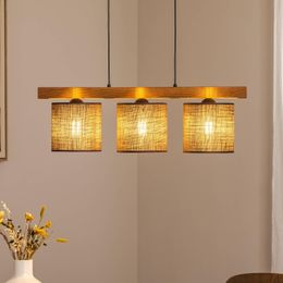 Duolla Pendellampe Forest, Holz hell/schwarz, Jute braun, 3-fl.