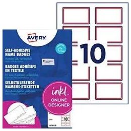 Avery Zweckform L4786-20, Namens-Etiketten, 80 x 50 mm, Weiß, Rot