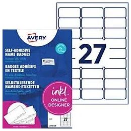 Avery Zweckform L4784-20, Namens-Etiketten, 63,5 x 29,6 mm, Weiß