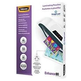 Fellowes ImageLast Enhance Laminierfolien DIN A5 Gl&auml;nzend 80 Mikron (2 x 80) Transparent 100 St&uuml;ck