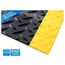 ETM Anti-Ermüdungsmatte Heavy-Duty Diamond PVC, Vinyl Schwarz, Gelb 900 x 1500 mm