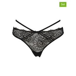 Lascana 2er-Set: Strings in Schwarz - 53% | Größe 40/42 | Damen-unterteile