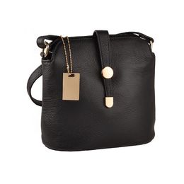 Florence Bags Leder-Umhängetasche "Larissa" in Schwarz - (B)26 x (H)21 x (T)12 cm - 75% | Damen-taschen