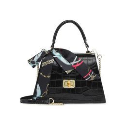 ORE10 Leder-Henkeltasche "Sonos" in Schwarz - (B)28 x (H)21 x (T)10 cm - 79% | Damen-taschen