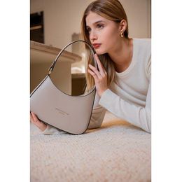 maison héritage PARIS Leder-Schultertasche "Aline" in Beige - (B)27 x (H)21 x (T)6 cm - 72% | Damen-taschen