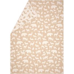 David Fussenegger Flanelldecke "Sylt - Waldtiere" in Beige/ Creme - 38% | Größe 200x140 cm | Decken