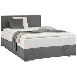 Boxxx Boxbett, Grau, Textil, H3, H&ouml;he ca. 22 cm, 140x200 cm, Topper durchgehend, in verschiedenen Gr&ouml;&szlig;en erh&auml;ltlich, Matratze durchgehend, Schlafzimmer, Betten, Boxspringbetten