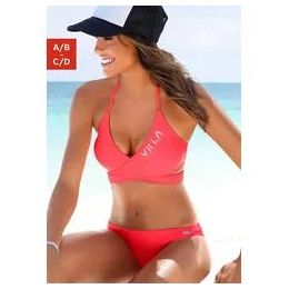 Triangel-Bikini Venice Beach, Damen, Gr. 32, Cup A/B, rot (coral), Polyamid, unifarben, Bikini-Sets Triangel-Bikini, mit Top zum Wickeln
