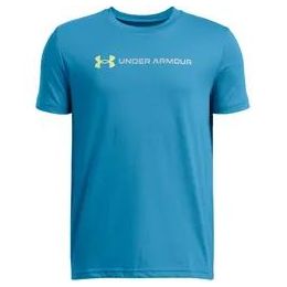 T-Shirt Under Armour "UA B LOGO WORDMARK SS", Kinder, Gr. L, gelb (ether blau, sonic gelb, mod gray), Obermaterial: 60% Baumwolle, 40% Polyester, Rundhals, Shirts, Für Kinder
